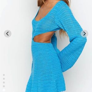 Beginning Boutique | Dresses | Nwt Astrid Blue Crochet Mini Dress ...